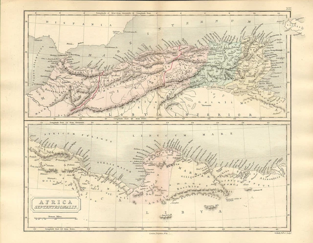 ANTIENT GEOGRAPHY MAP by samuel butler 1869 - africa septentrionalis £ ...