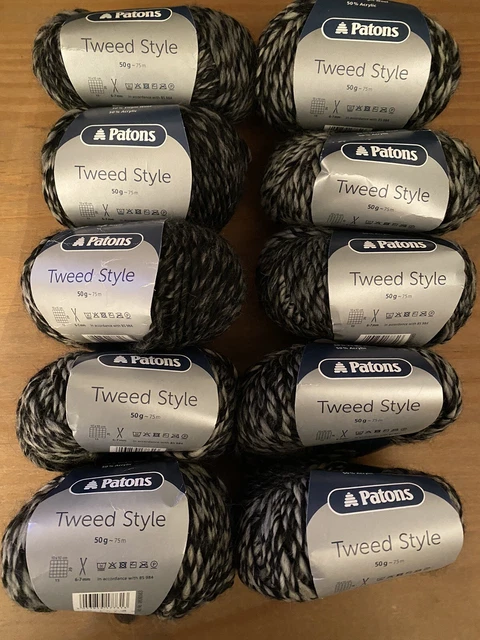 PATONS TWEED STYLE Knitting Yarn 50% Wool/50% Acrylic 10 x 50g - 080 ...