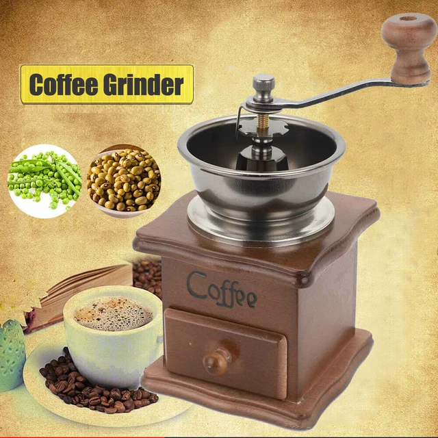 MANUELLE KAFFEEMÜHLE RETRO Kaffeebohnenmühle Vintage Holz Handmühle Mahlwerk DHL EUR 14,92 ...