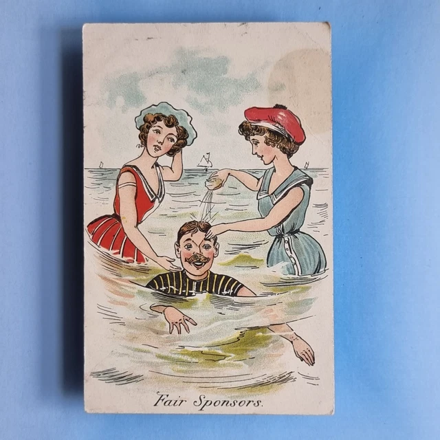 COMIC POSTCARD 1910 Bathing Belles Costumes Seaside Letchy Man £7.95 ...