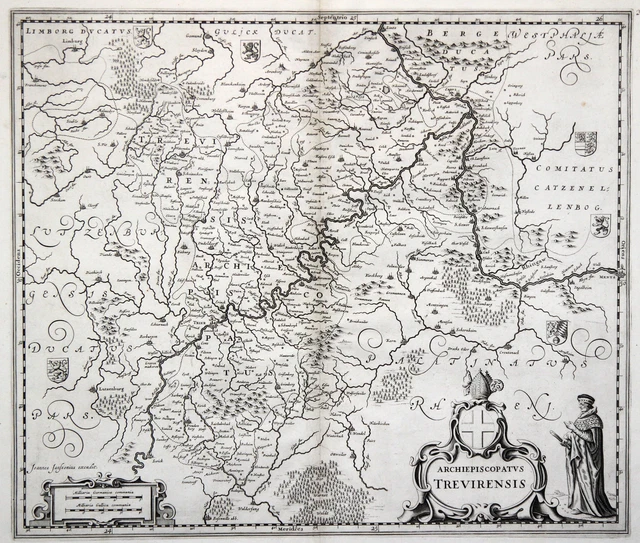 TRIER ARCHBISHOPRIC ORIGINAL Copperplate Map Janssonius 1644 £170.71 ...