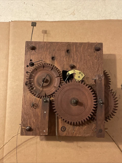 ANTIQUE BURR CHITTENDEN Groaner Wooden Works Shelf Clock Movement Parts ...