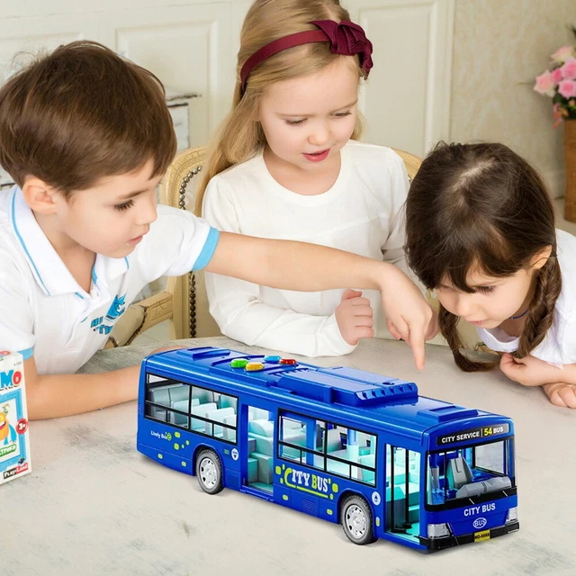 ELECTRIC CITY BUS Toy Openable Door School Bus Toy for Boys Girls (Blue ...