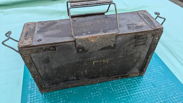 WW2 WOODEN AMMO Box. Marked "22 RIM" "MK1 CTN" and "3700 CART ...