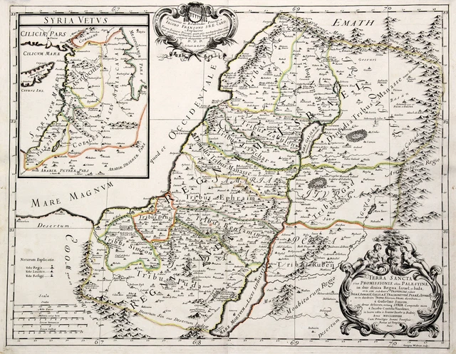 HOLY COUNTRY ISRAEL Palestine Original Copperplate Map Rossi 1690 £394. ...