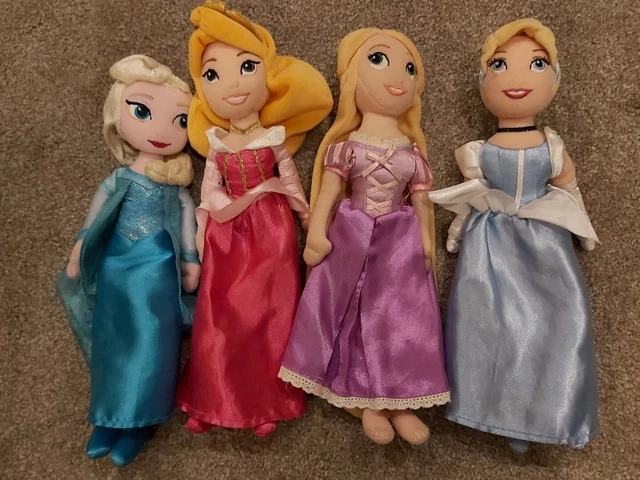 DISNEY PRINCESSES BUNDLE Plush Elsa Cinderella Rapunzel & Aurora Approx ...