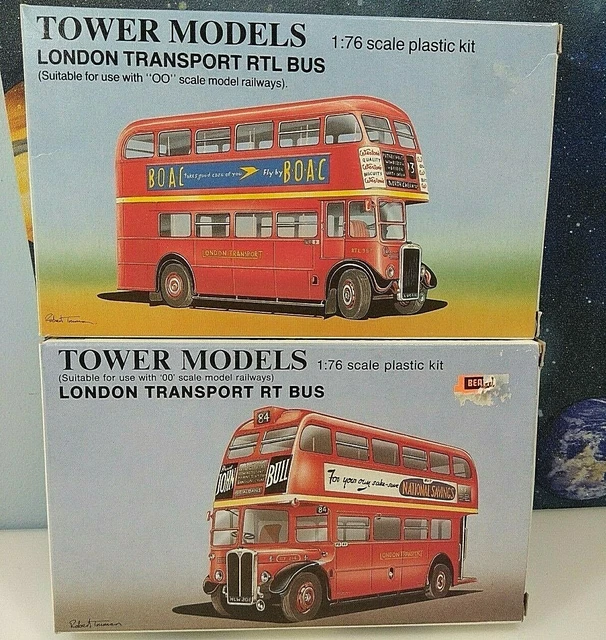 2 TOWER MODELS Plastic Model Kits ,2 London Buses 1/76 Scale 1 Rtl Bus ...