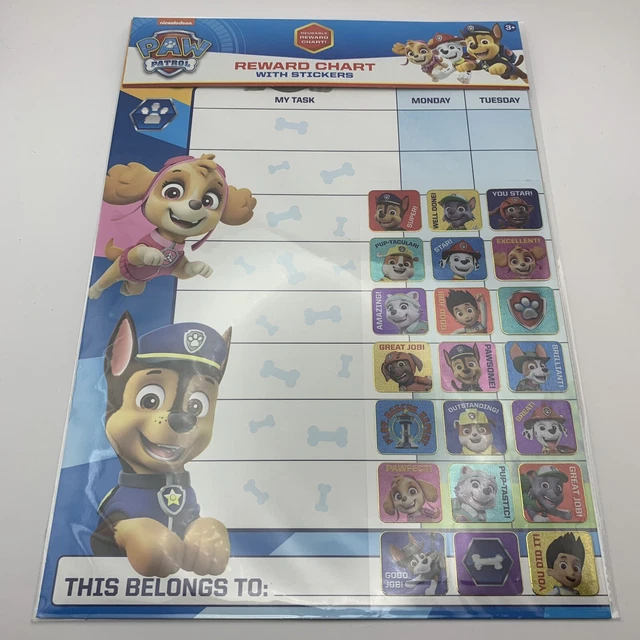 PAW PATROL RESCUE Knights Reward Chart and Stickers Reusable Behaviour ...