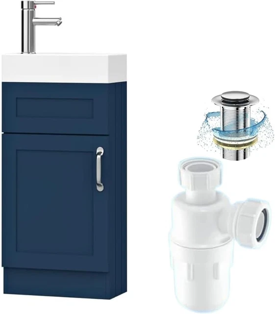 SLIM 400MM BATHROOM Vanity Unit with Basin Blue Floor Standing Sink ...