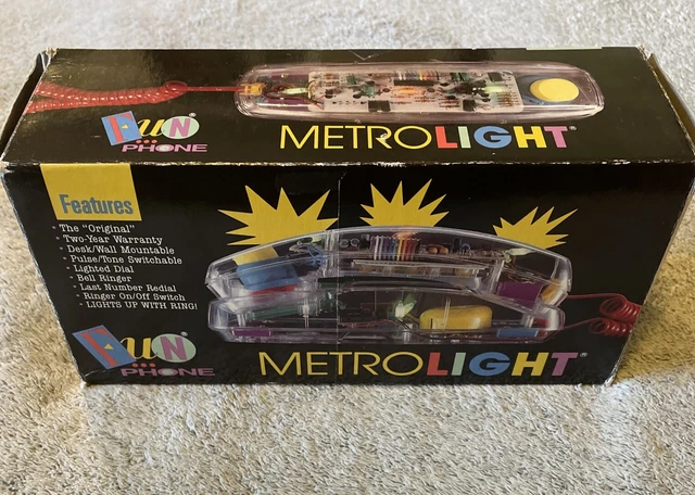 VINTAGE FUN PHONE Landline Telephone “Metrolight" Clear/Transparent NOB ...