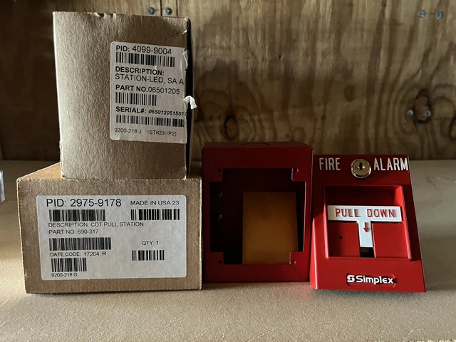 SIMPLEX 4099-9004 FIRE Alarm Pull Station, Single Action & Back Box ...