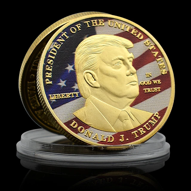 2024 TRUMP AMERICAN Flag Gold Coin US President National Emblem Coin In ...