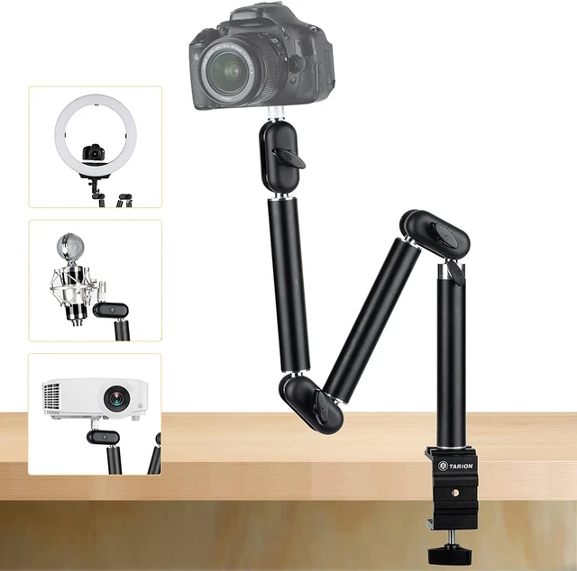 OVERHEAD TRIPOD CAMERA Desk Mount 360° Flexible Articulating Arm with 3 ...