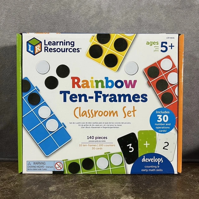 LEARNING RESOURCES RAINBOW Ten-Frames Classroom Set Ages 5+ Counting ...