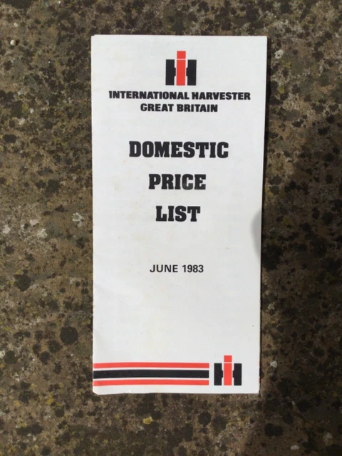 INTERNATIONAL PRICE LIST Tractor Brochure Combine Implements Leaflet ...