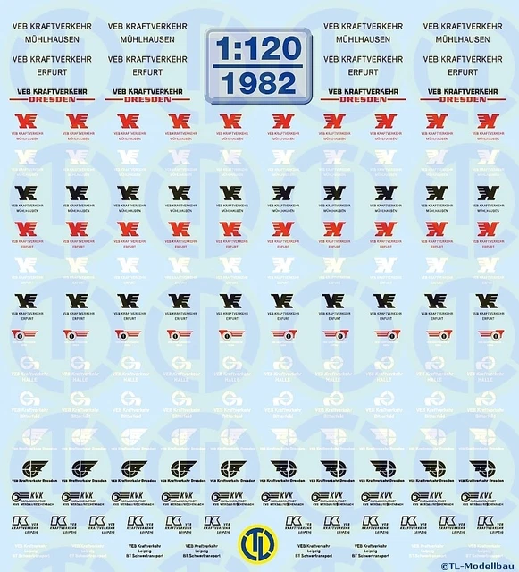 1982 - DECALS Dach- und Türbeschriftungen für DDR-Lkws 1:120 EUR 14,15 ...