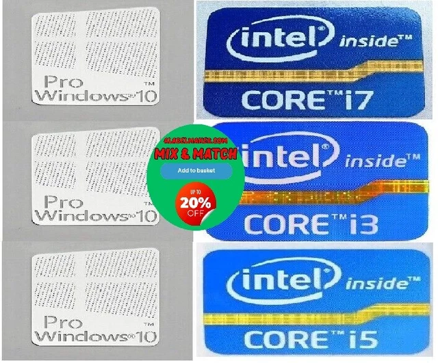 ALL INTEL STICKERS Decals Label Image PC Gaming i3 i5 i7 i9 FREE ...