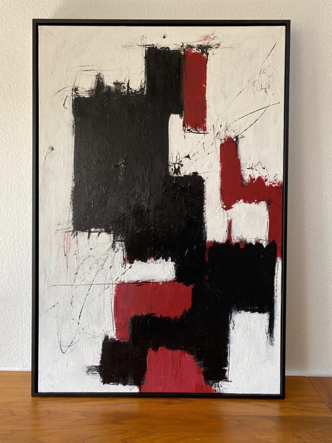 MIT RAHMEN ! Original MKL XL Acryl Gemälde Handgemalt Irene Lösel Schwer/Rot/We EUR 490,00 ...
