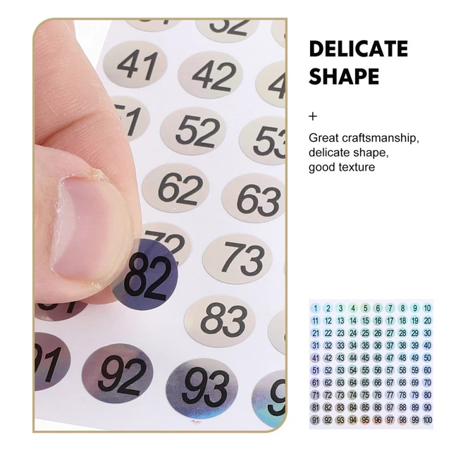 10 SHEET NUMBERED Stickers Self Adhesive Numbers 1-100 Labels ...
