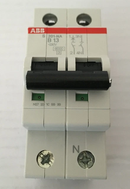 ABB 2 POLE 13A MCB ABB S201-NA MCCB S201-NA LS S201 B13NA £24.95 - PicClick UK