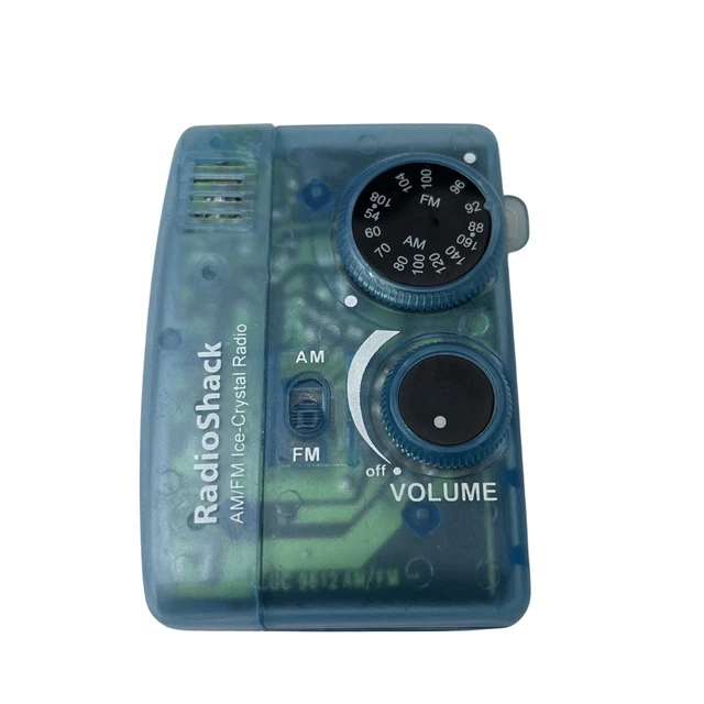 VINTAGE RADIO SHACK AM-FM Portable Radio Clip On Mini Ice-Crystal Blue ...