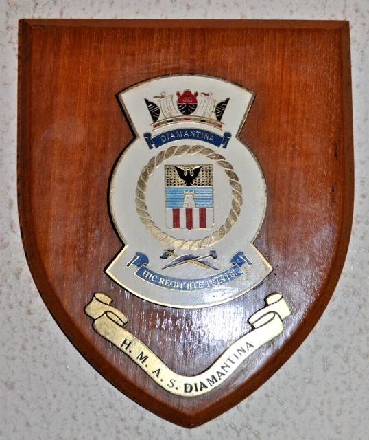 HMAS DIAMANTINA WALL shield plaque crest Royal Australian Navy RAN £32. ...