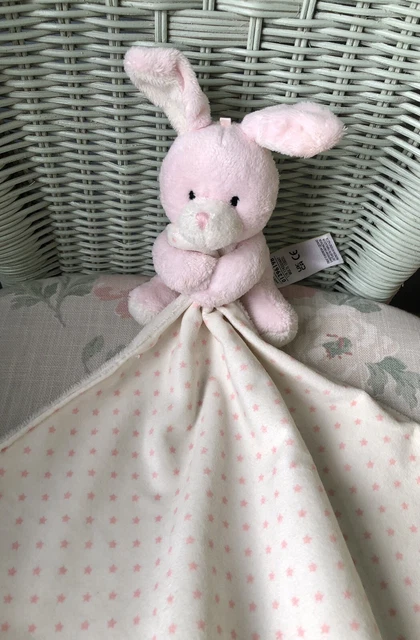 M&S PINK CREAM Stars Bunny Rabbit Comforter Blankie Soft Toy Doudou ...
