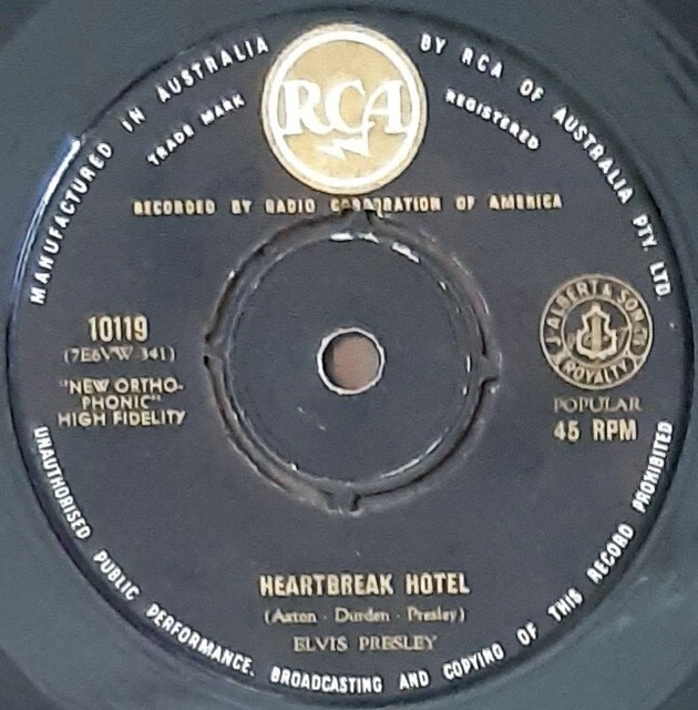 ELVIS PRESLEY HEARTBREAK Hotel Rare 1956 Australian Rca Quad Centre ...