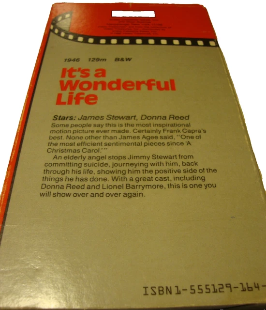 IT'S A WONDERFUL Life (VHS, 1986) James Stewart, Donna Reed~129 Minutes ...