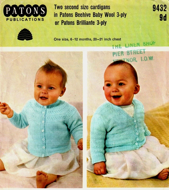 PATONS BABY WOOL 3 ply KNITTING PATTERN Baby Girls Cardigans £0.85 ...