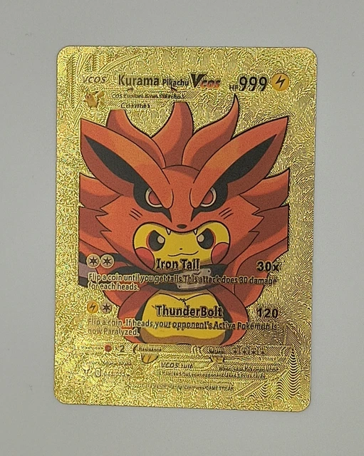 PIKACHU POKEMON KURAMA Naruto Pika Carte Card Holo Prism Flash Foil ...