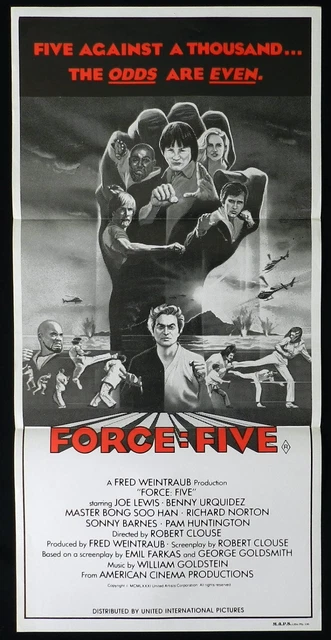 FORCE FIVE ORIGINAL Daybill Movie poster Joe Lewis Bong Soo Han Martial ...