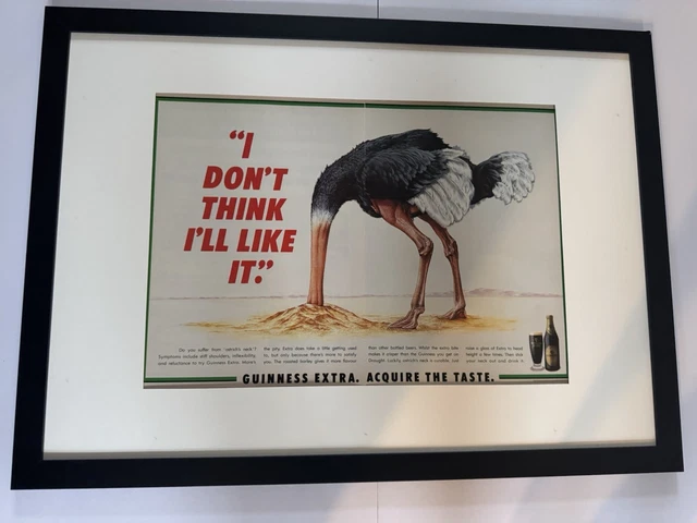 ORIGINAL FRAMED 1980’S Vintage Guinness Stout A2 Size Advert Poster ...