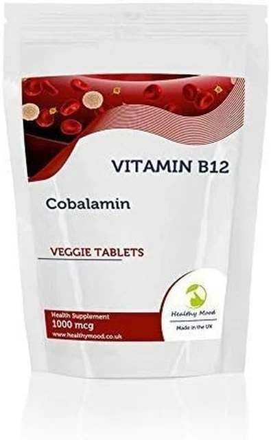 VITAMIN B12 1000MCG Cobalamin Veggie Health Food Supplement 30 Tablets ...