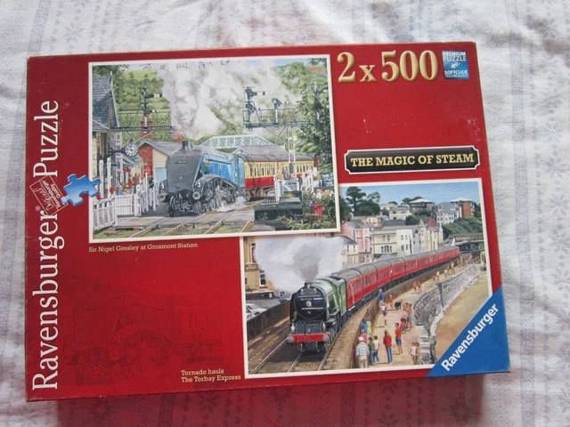 2 X 500 jigsaw puzzles RAVENSBURGER TRAIN TORBAY EXPRESS STATION MAGIC ...