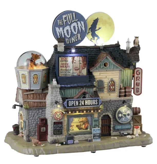 LEMAX SPOOKY TOWN 2023 THE FULL MOON DINER Includes Wolfie werewolf figure Too! $276.75 ...