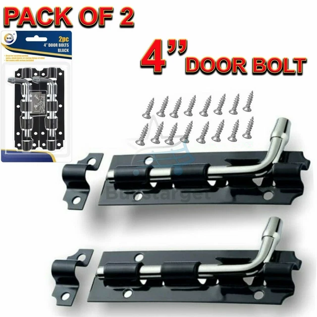 🔥2X 4'' HEAVY Duty Tower Bolt Straight Black Lock Slide Gate Door Latch ...