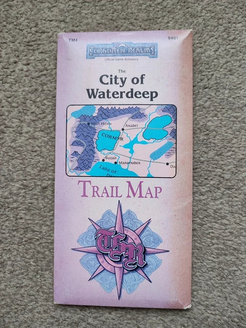 MAPPA CITY OF the Waterdeep Trail, Forgotten Realms D&D TSR 9401 TM4 ...