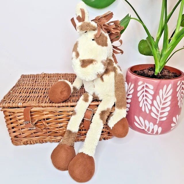 JELLYCAT MERRYDAY PONY Horse - Medium Pinto Pony - Soft Toy Cream and ...