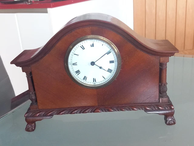 ANTIQUE WALNUT MANTLE Clock Ball & Claw Feet.french Platform Escapement ...