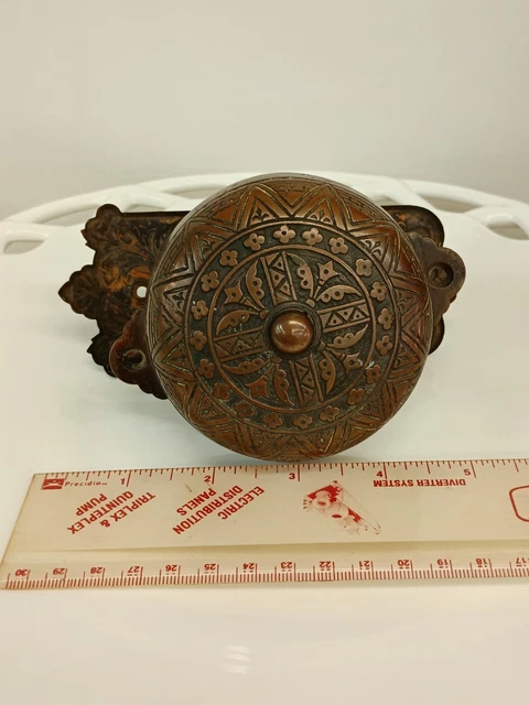 ANTIQUE PAT. 1899 COMPLETE Cast Iron Hand Crank Door Bell with Brass ...