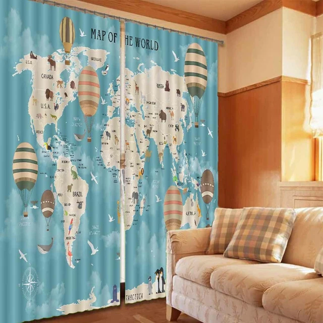 WONDERFUL MAP SPLITTING 3D Blockout Photo Print Curtain Fabric Curtains ...