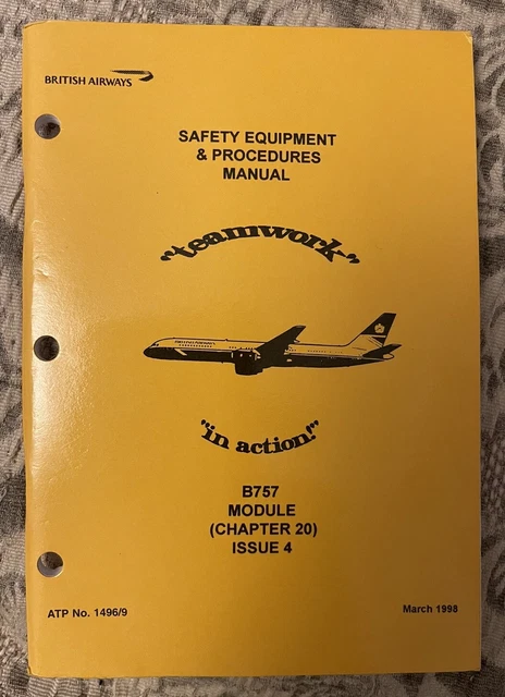 BRITISH AIRWAYS BOEING 757 Airline Cabin Crew Sep Manual 1998 Ba Safety ...
