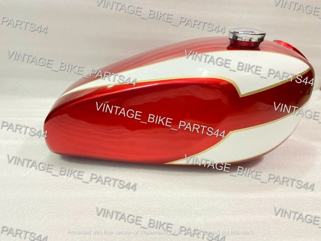 TRIUMPH T 160 Cherry & White Painted Gas Fuel Petrol Tank With Cap And Tap £230.00 - PicClick UK