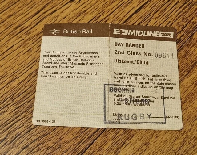 BRITISH RAIL (S) Midline Day Ranger ticket (Child) 1987 £5.90 - PicClick UK