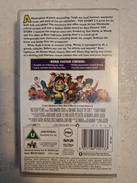 TOY STORY 2 VHS 2000 Disney VHS Video Tape Kids Movie Cartoon Tam Hanks ...