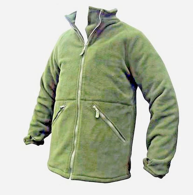 OLIVE GREEN FLEECE with Collar British Army Surplus Thermal Cold ...