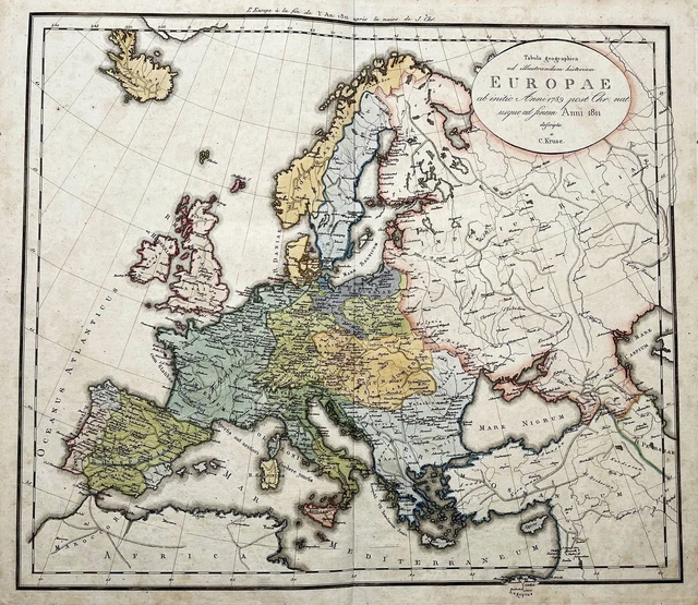 EUROPE CONTINENT MAP Carte 1700 Gravure sur Cuivre Engraving 1820 EUR ...
