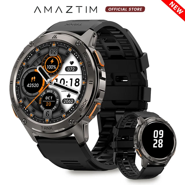 SMARTWATCH AMAZTIM TANK T3 Uomo Smartwatch Robusti Militari 500mAh ...