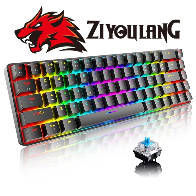 WIRED 60% MECHANICAL Gaming Keyboard Portable RGB Backlit for PC Gaming ...